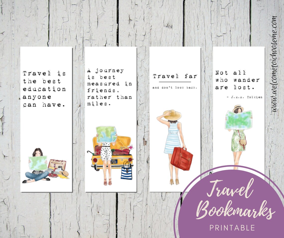 Printable Travel Bookmarks Set of Eight Bookmarks - Etsy