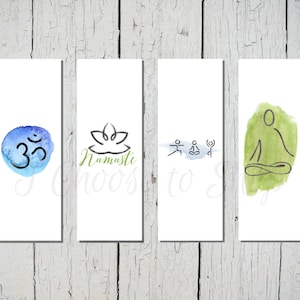 Printable Yoga Bookmarks, Set of Four Bookmarks - Etsy