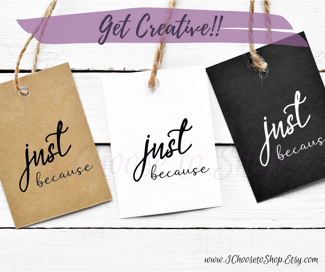 Printable Just Because Gift Tags, Party Favor Tags - Etsy