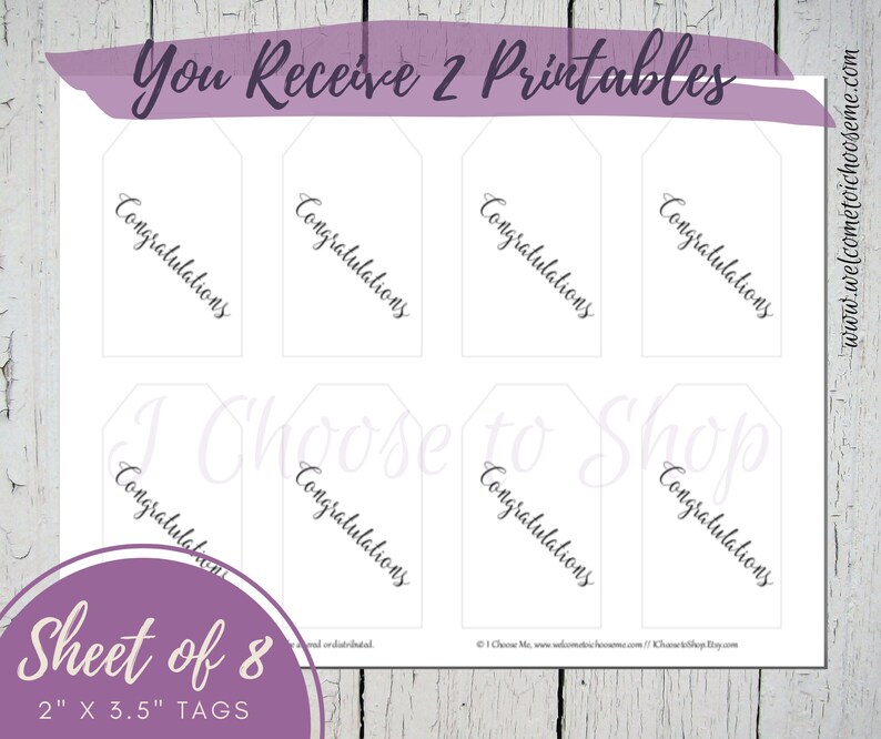 Printable Congratulations Gift Tags, Party Favor Tags - Etsy