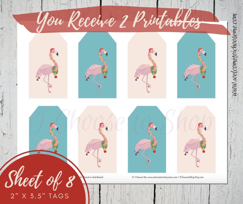 Printable Christmas Flamingo Gift Tags - Etsy