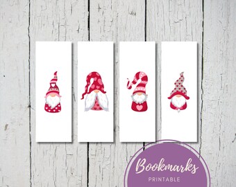Printable Personalized Gnome Hearts Bookmarks, Valentine's Day, School ...