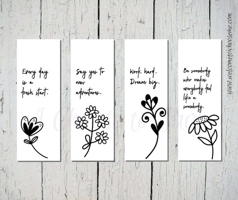 Printable Inspirational Bookmarks, Set of Four Bookmarks - Etsy