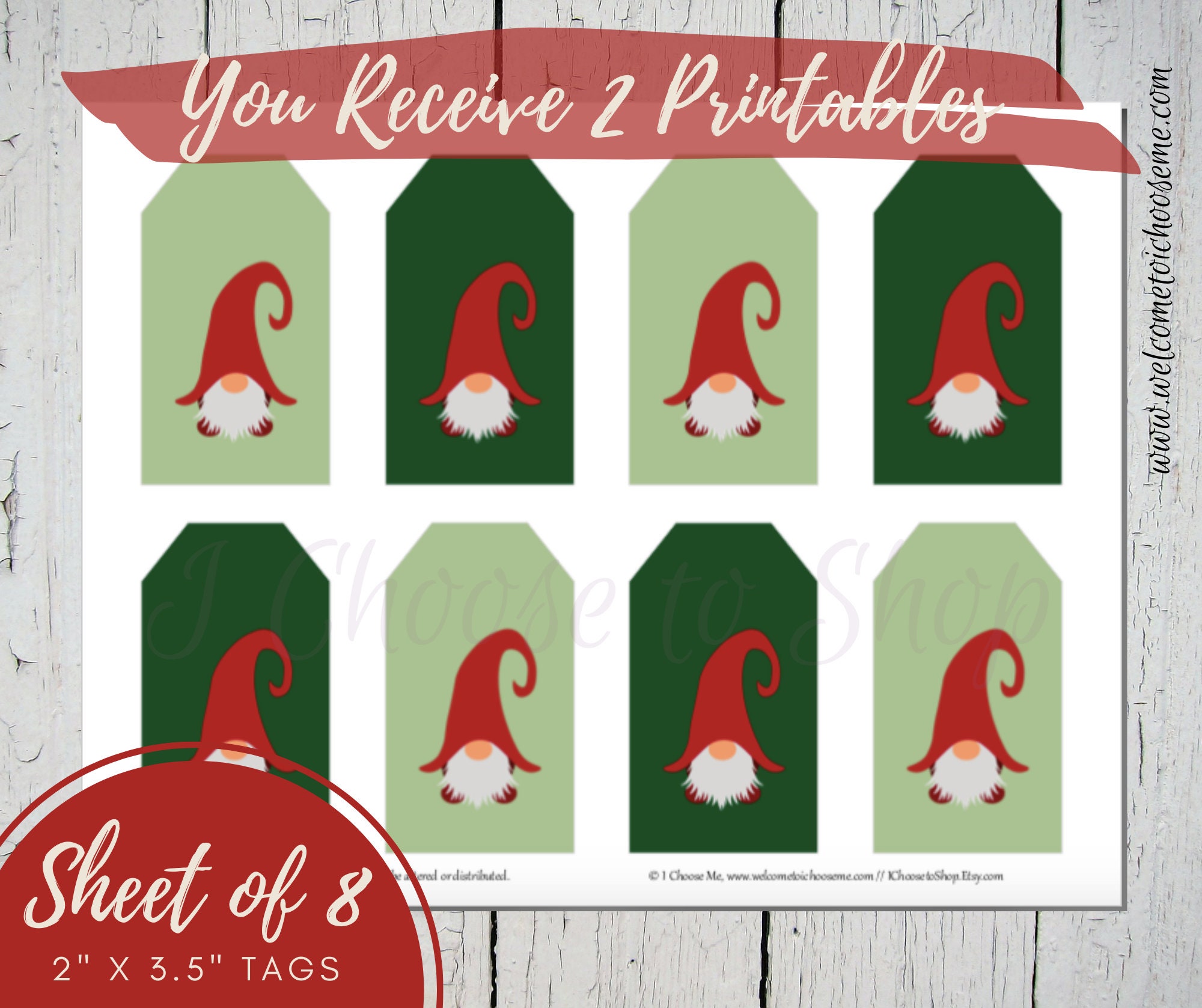 Printable Gnome Christmas Gift Tags, Party Favor Tags - Etsy