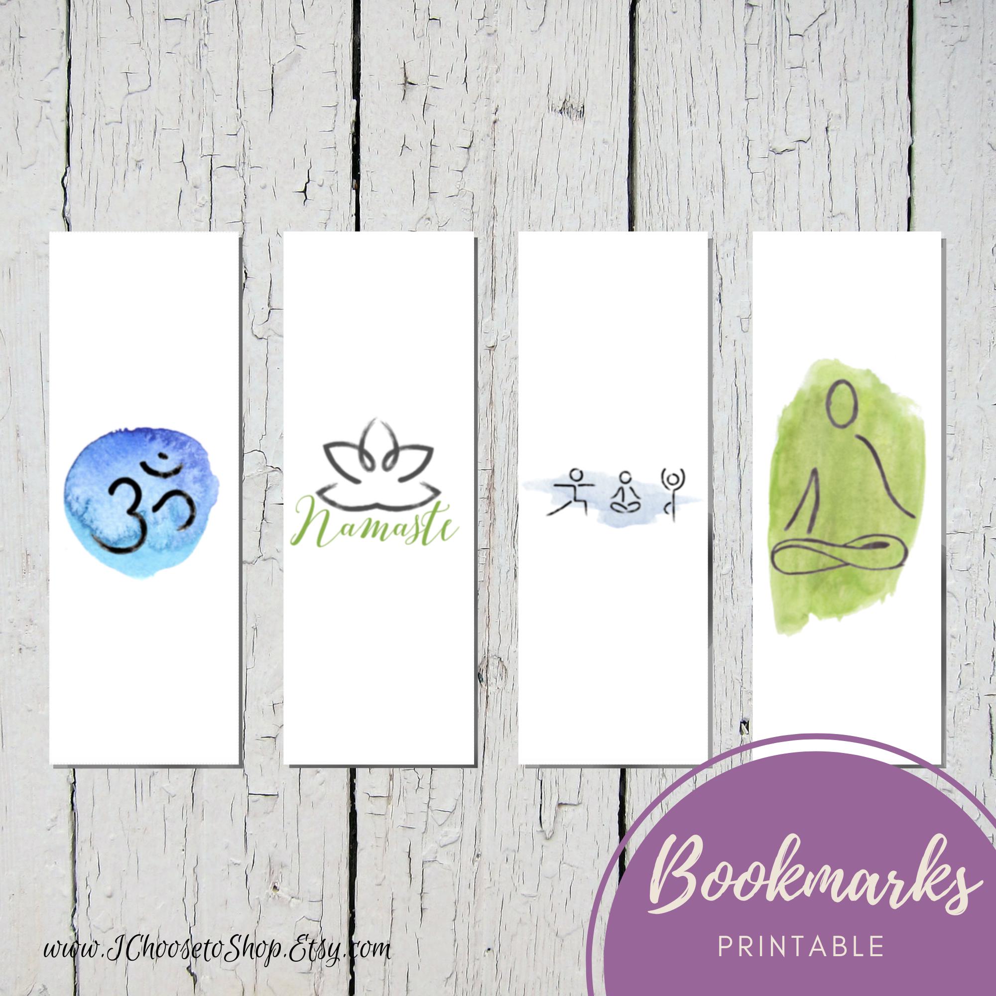 Printable Yoga Bookmarks, Set of Four Bookmarks - Etsy