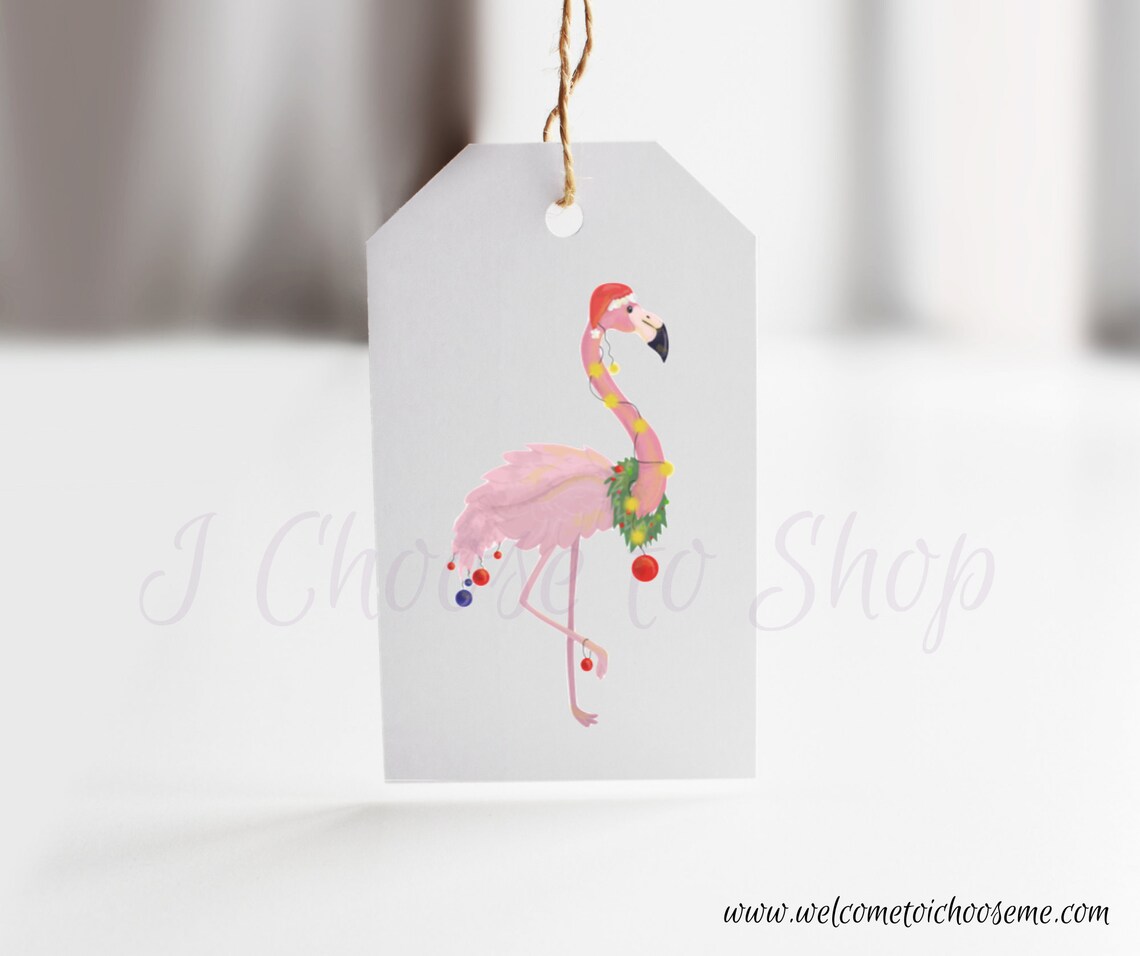Printable Christmas Flamingo Gift Tags - Etsy