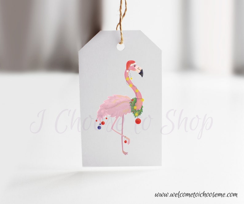 Printable Christmas Flamingo Gift Tags - Etsy