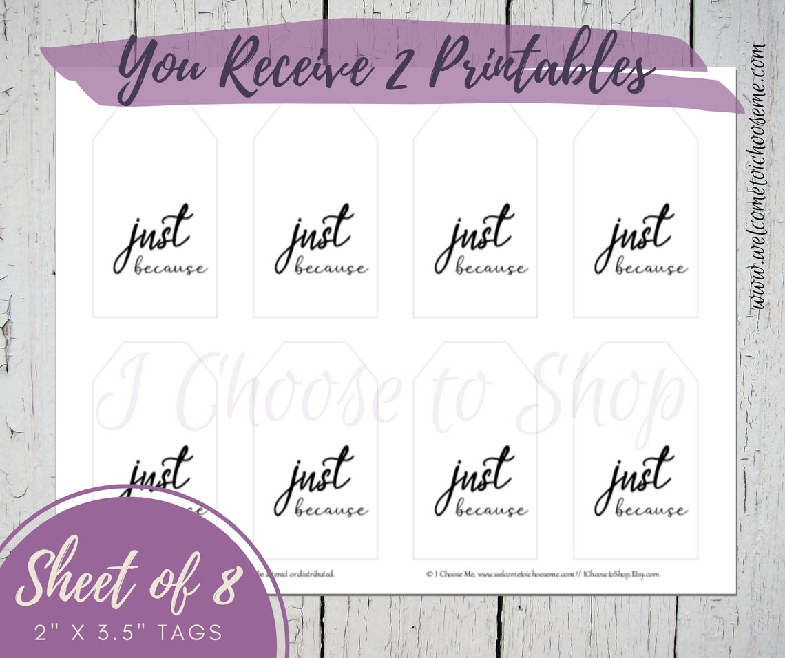 Printable Just Because Gift Tags, Party Favor Tags - Etsy
