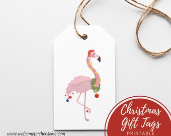 Christmas Holiday Flamingo Printable Gift Tags – instant Download ...