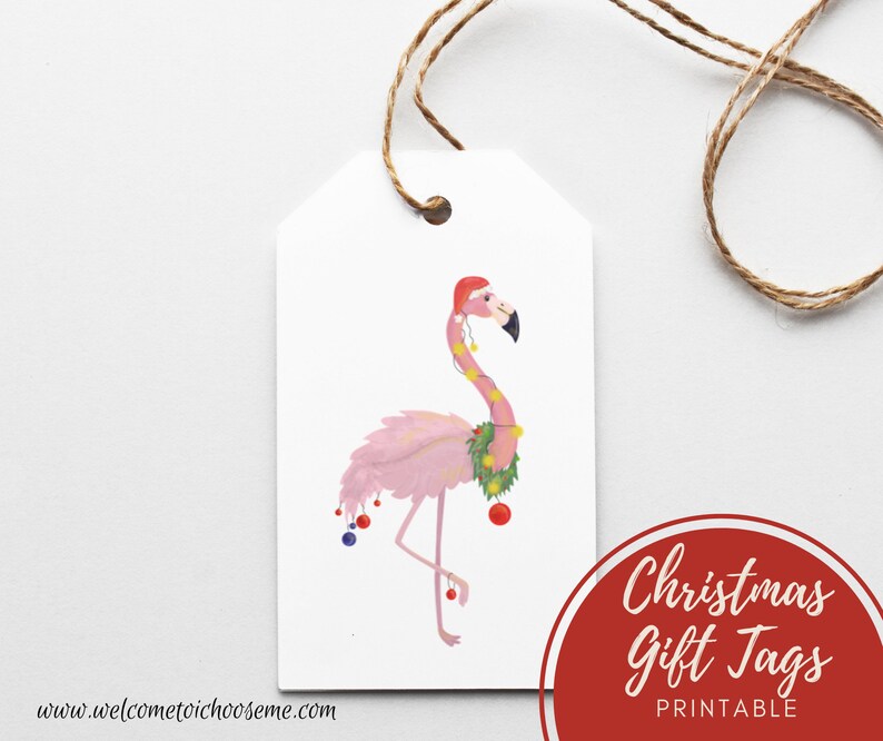 Printable Christmas Flamingo Gift Tags - Etsy