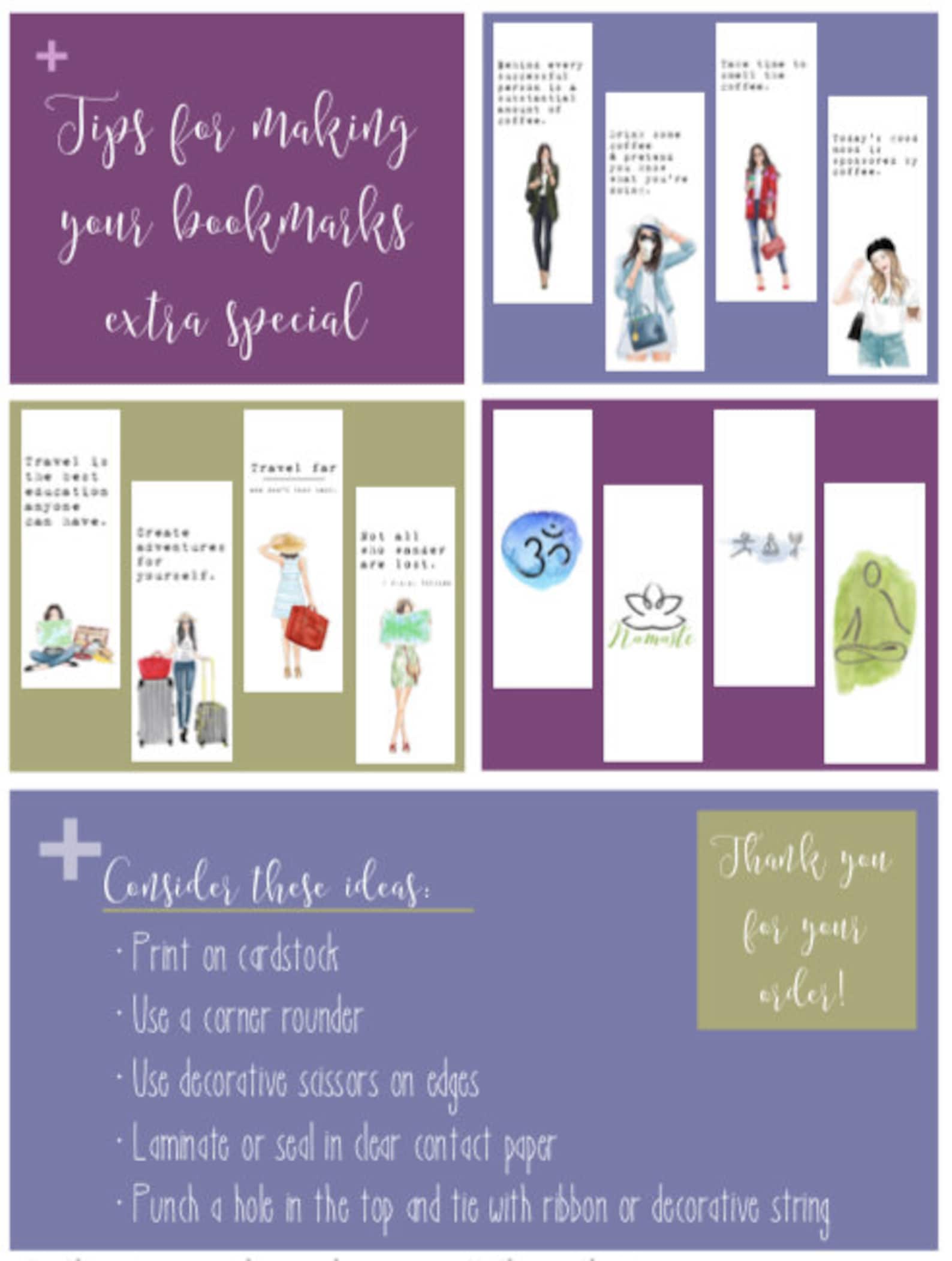 Printable Inspirational Quotes Bookmarks, Set of Four Bookmarks - Etsy