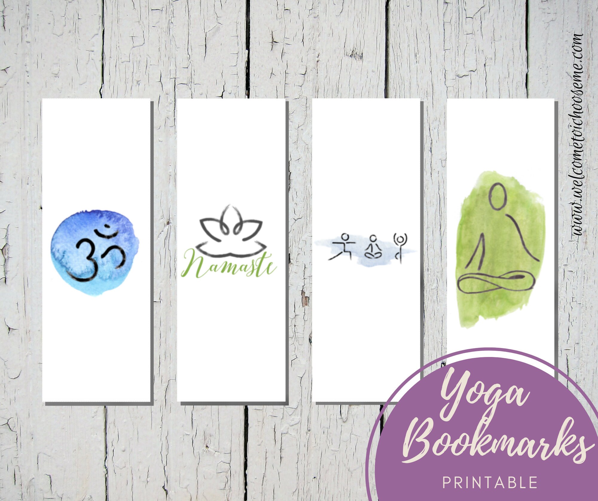 Printable Yoga Bookmarks, Set of Four Bookmarks - Etsy