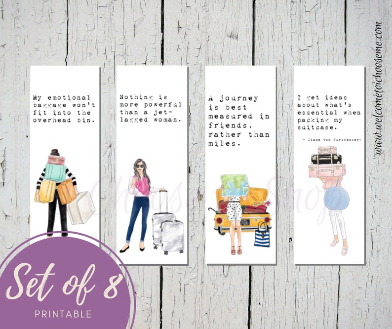 Printable Travel Bookmarks, Set of Eight Bookmarks - Etsy