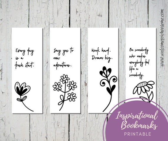 Printable Inspirational Bookmarks Set of Four Bookmarks | Etsy