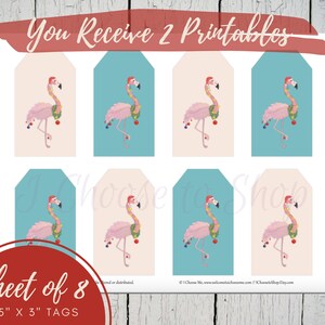 Printable Christmas Flamingo Gift Tags | Etsy
