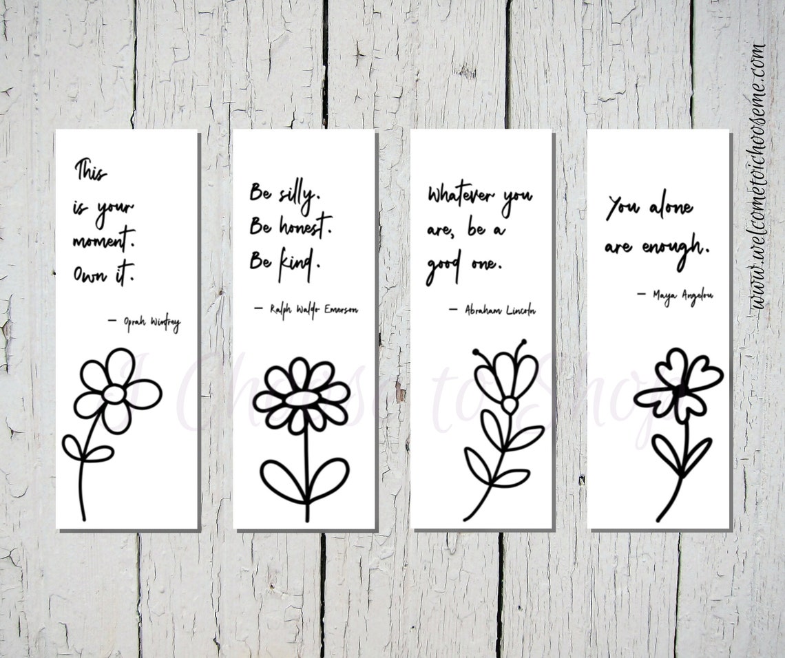 Printable Inspirational Quotes Bookmarks, Set of Four Bookmarks - Etsy