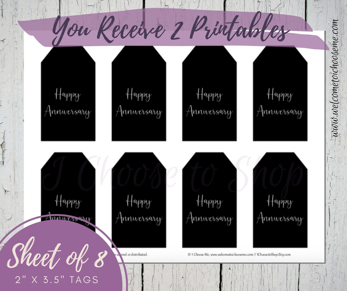 Printable Happy Anniversary Gift Tags Party Favor Tags - Etsy