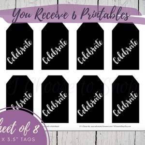 Printable Celebration Gift Tags Bundle, Party Favor Tags, Hooray ...