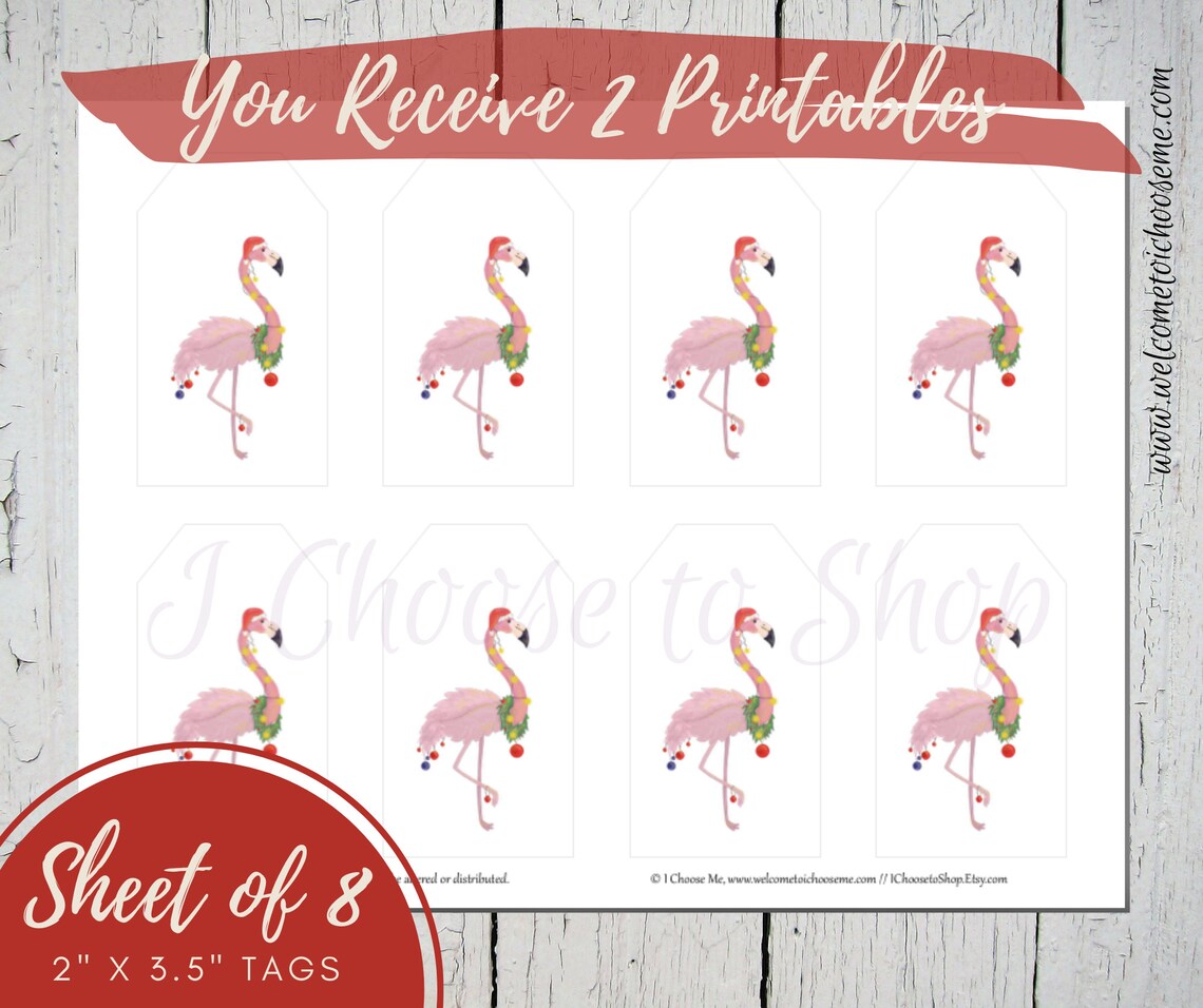 Printable Christmas Flamingo Gift Tags - Etsy