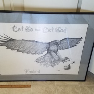 Vintage Pencil Sketch Drawing Drug Addition Religious GOD Freebird ...