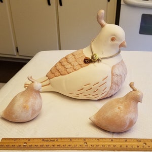 Vintage Ceramic Bobwhite Quail Birds Figure & Fox and Rabbit on Tree ...