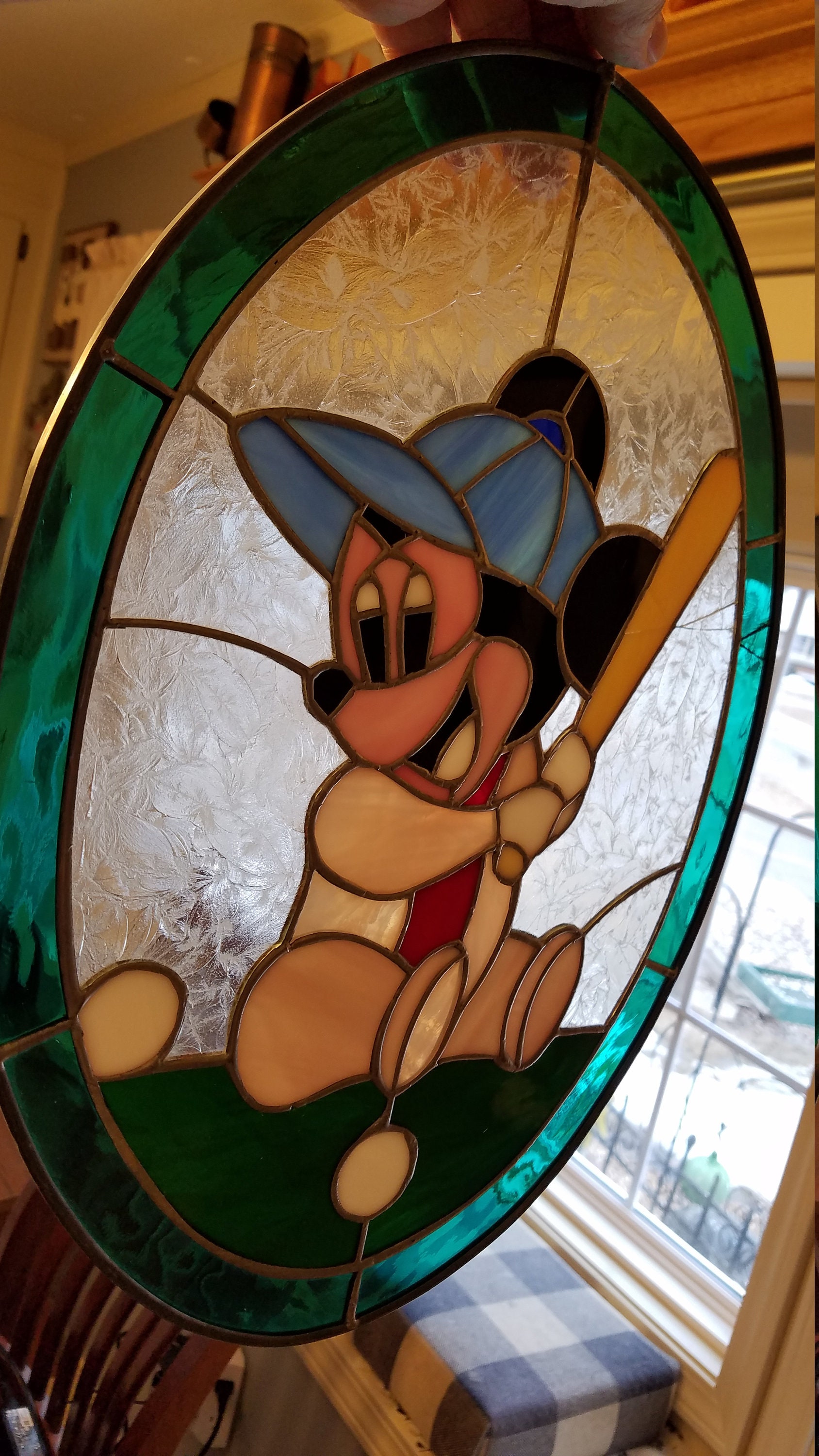Rare 15 Mickey Mouse Oval Stained Glass Suncatcher - Etsy