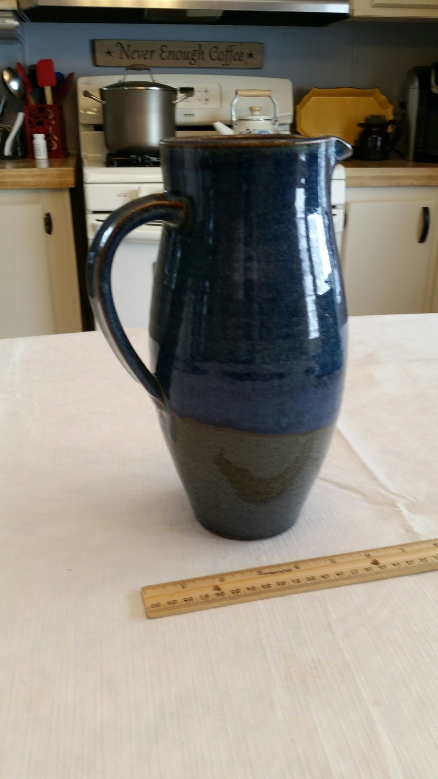 Vintage 10.5 Handmade & Signed Blue Grey Glazed Pottery | Etsy