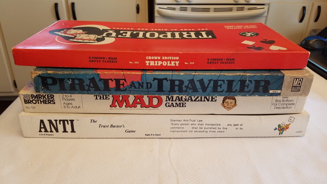 4 Vintage Nostalgia Family Board Games 1957 to 1979 Mad Magazine Anti ...