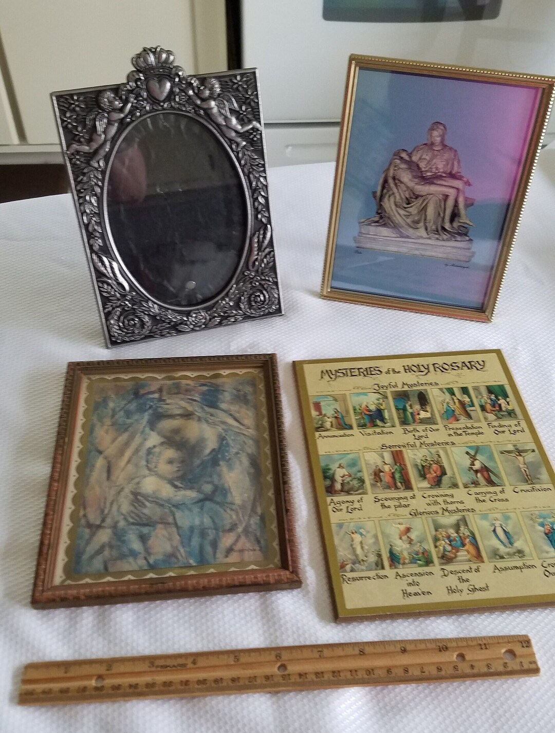 4 Antique Religious Framed Litho Prints / Wall Plaque / Photo Frame ...