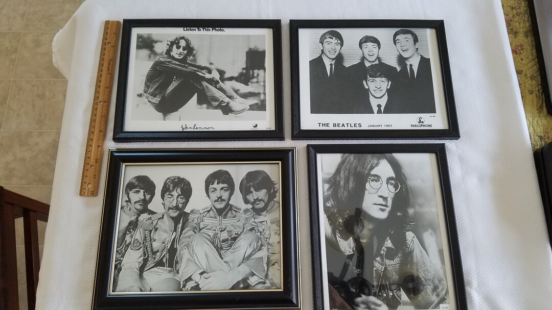 4 Vintage Beatles & John Lennon Framed Photos by 20th Century Fox and ...