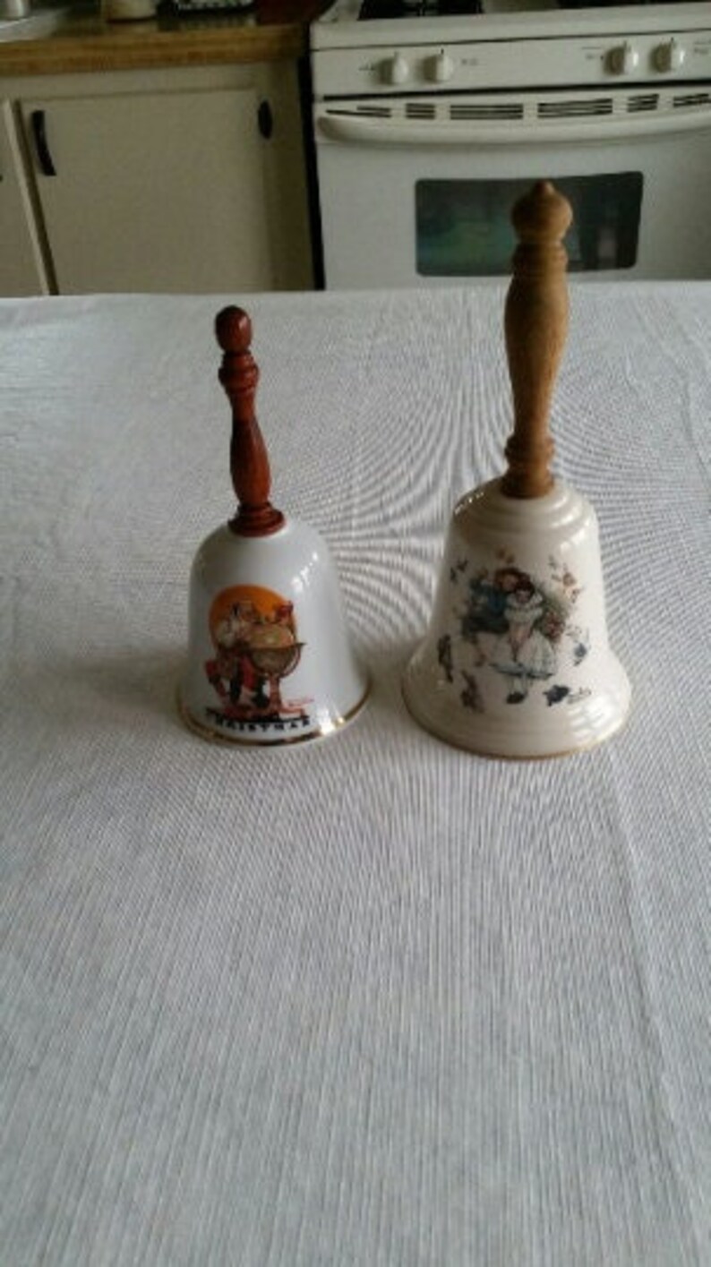 2 Antique Norman Rockwell Porcelain Bells 1980 Danbury Mint - Etsy
