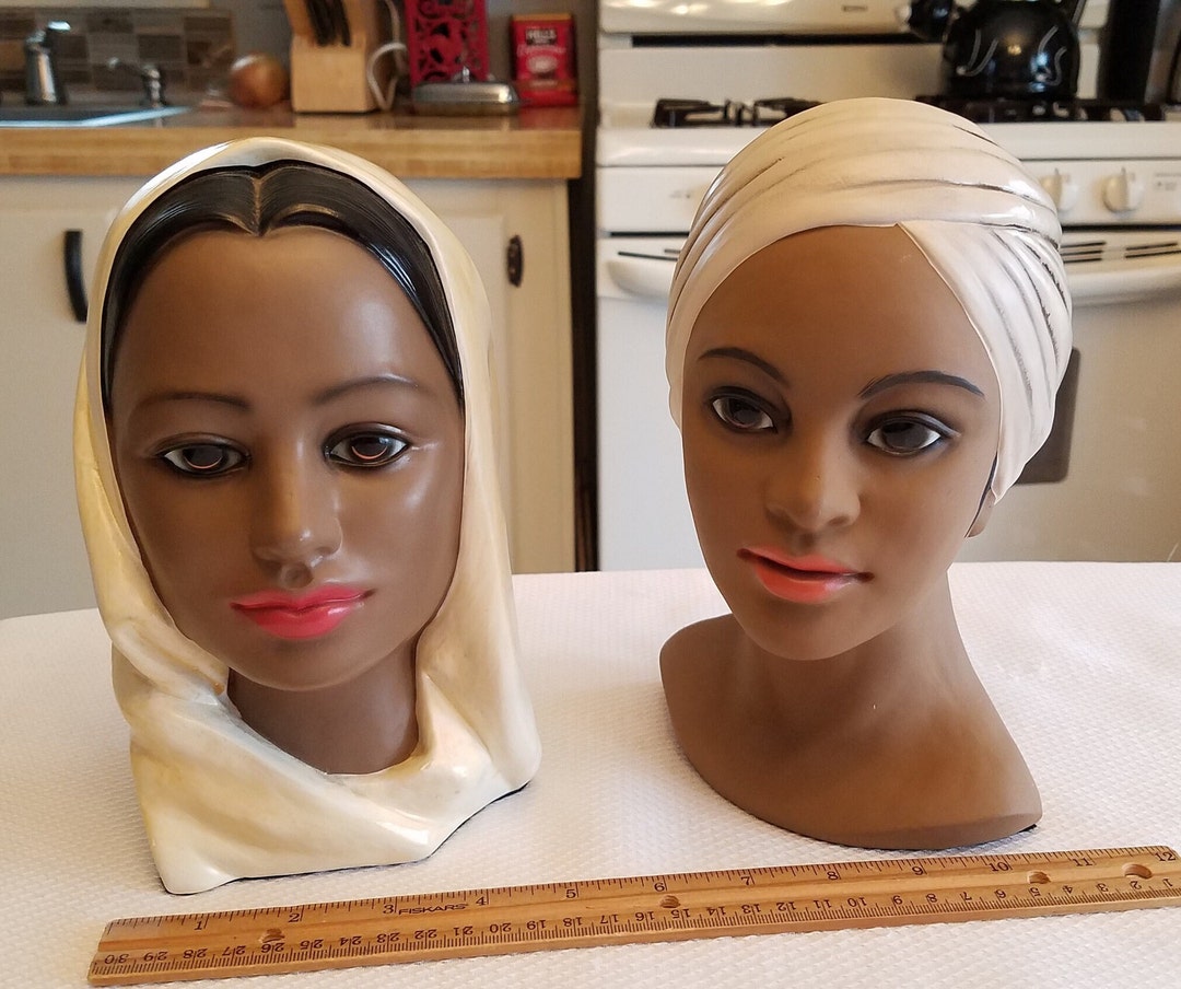 2 Antique Marwal Ceramic Woman Head Bust Figurines 1960s Lego of Japan ...