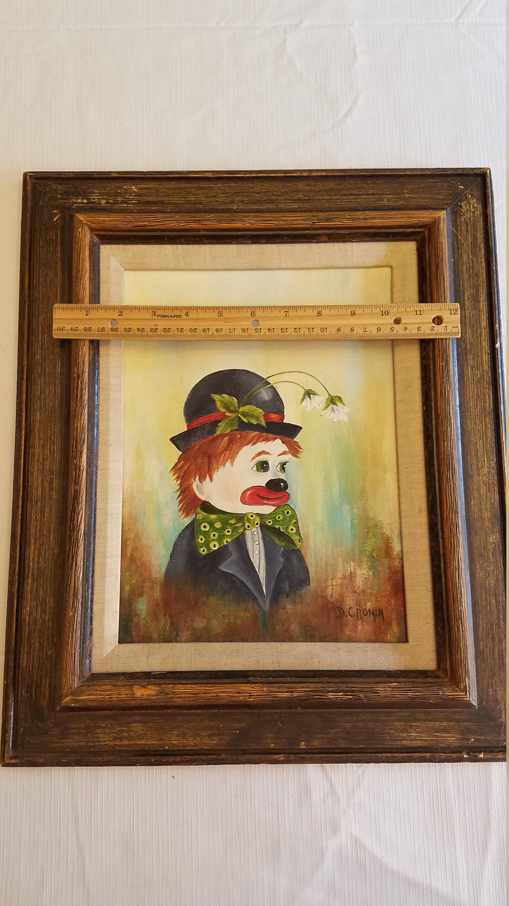 Antique Framed Clown Art Oil Painting on Canvas Signed D - Etsy