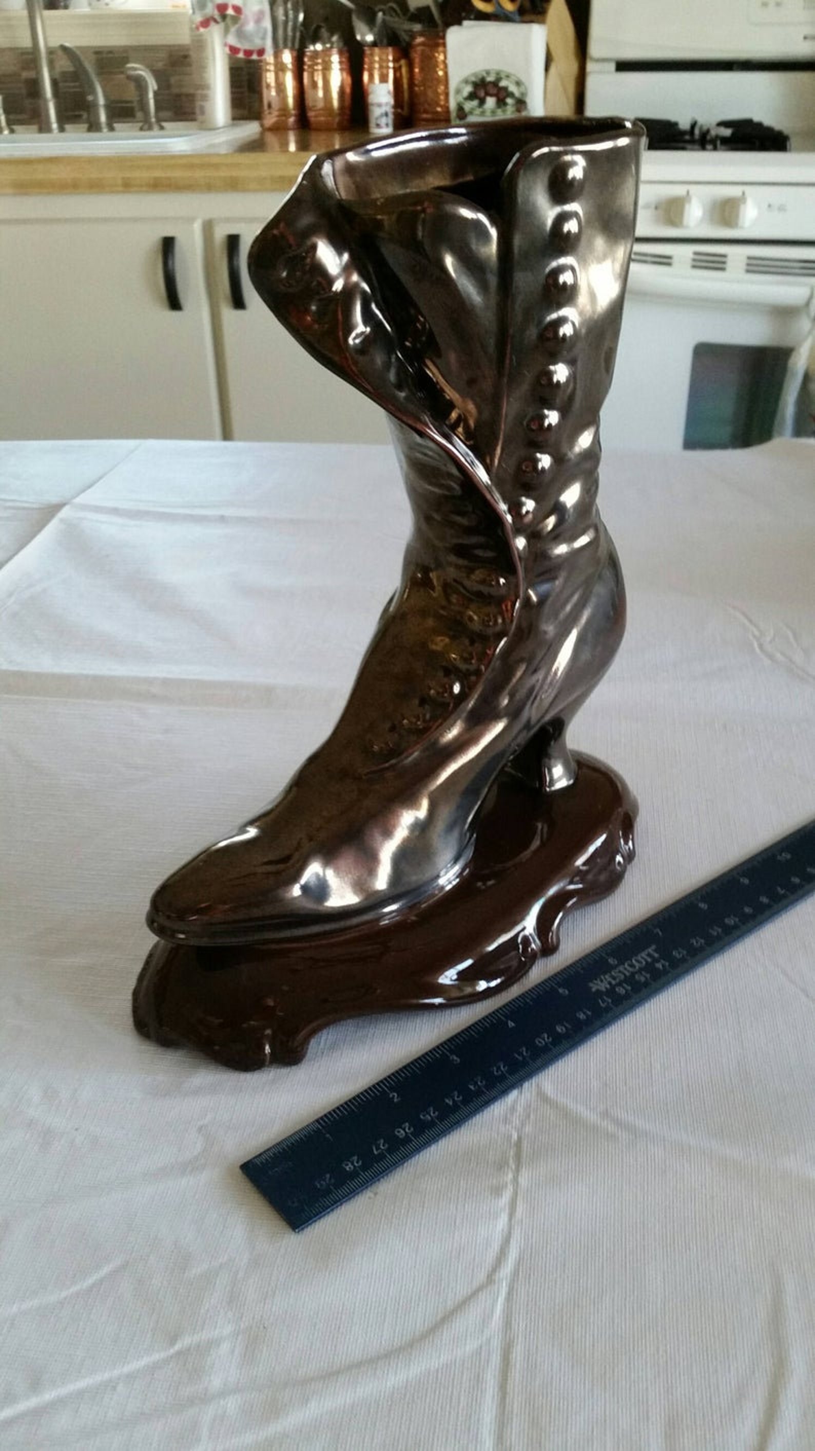 Vintage Ceramic Bronze Colored Boot Planter 1970 's | Etsy