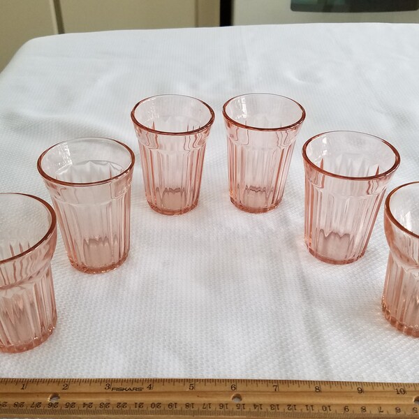 Pink Depression Glass Juice Tumblers - Etsy