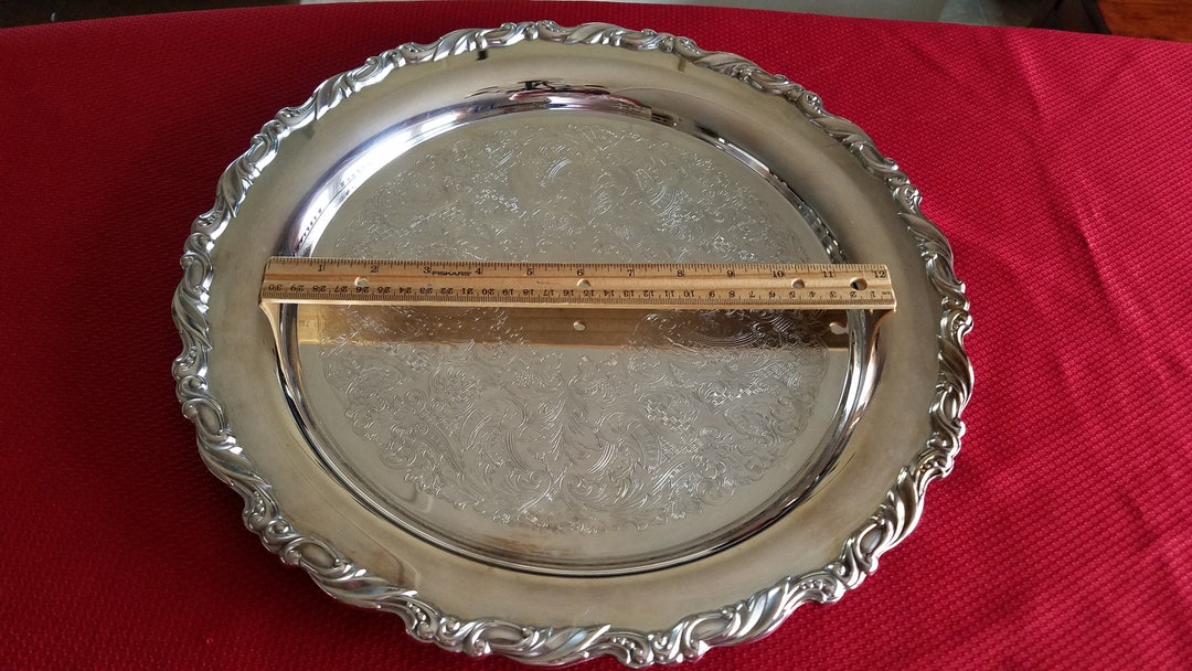 Vintage Oneida Usa Tray - Heavy Round Silverplated Kitchen Serving ...