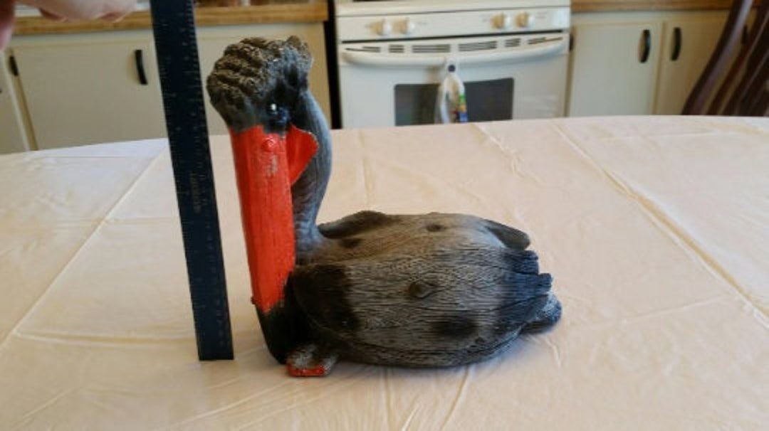 Vintage Pelican Scupture Figure Hand Painted Heavy Resin Composite Type ...