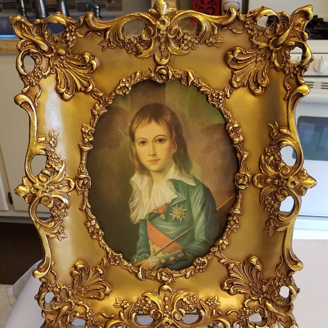 Rare Antique Litho Print European Royalty Prince 19th Century Gold