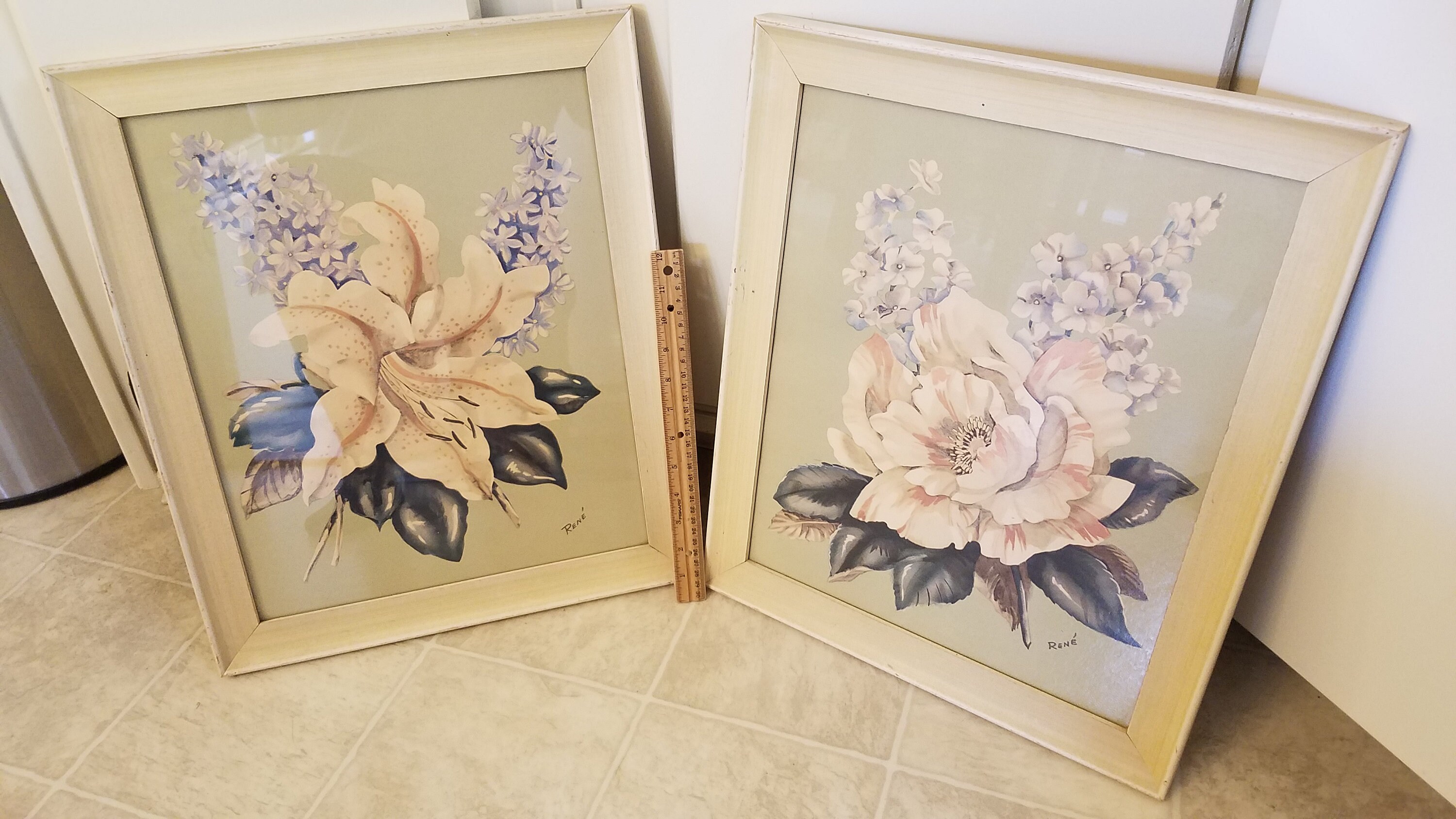 2 Antique Flower 15x18 Litho Art Prints 1940s - Etsy