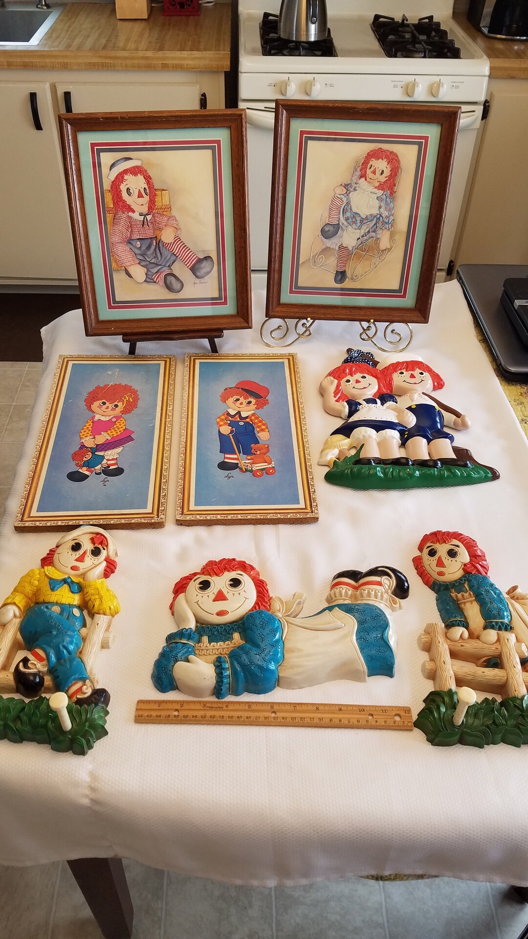 8 Piece Raggedy Ann & Raggedy Andy Wall Plaques and Litho Prints ...