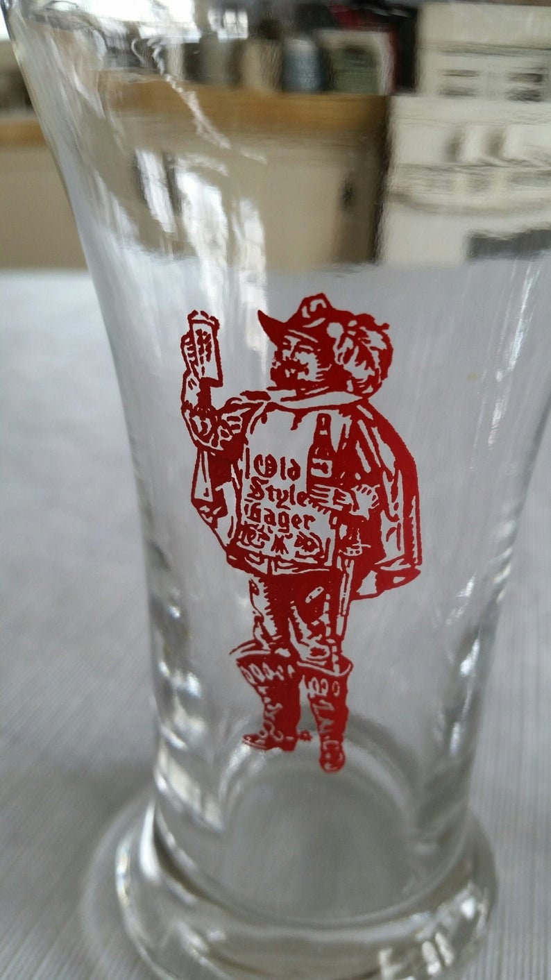 4 Antique Old Style Lager Beer Glasses 1938 G Heileman Etsy