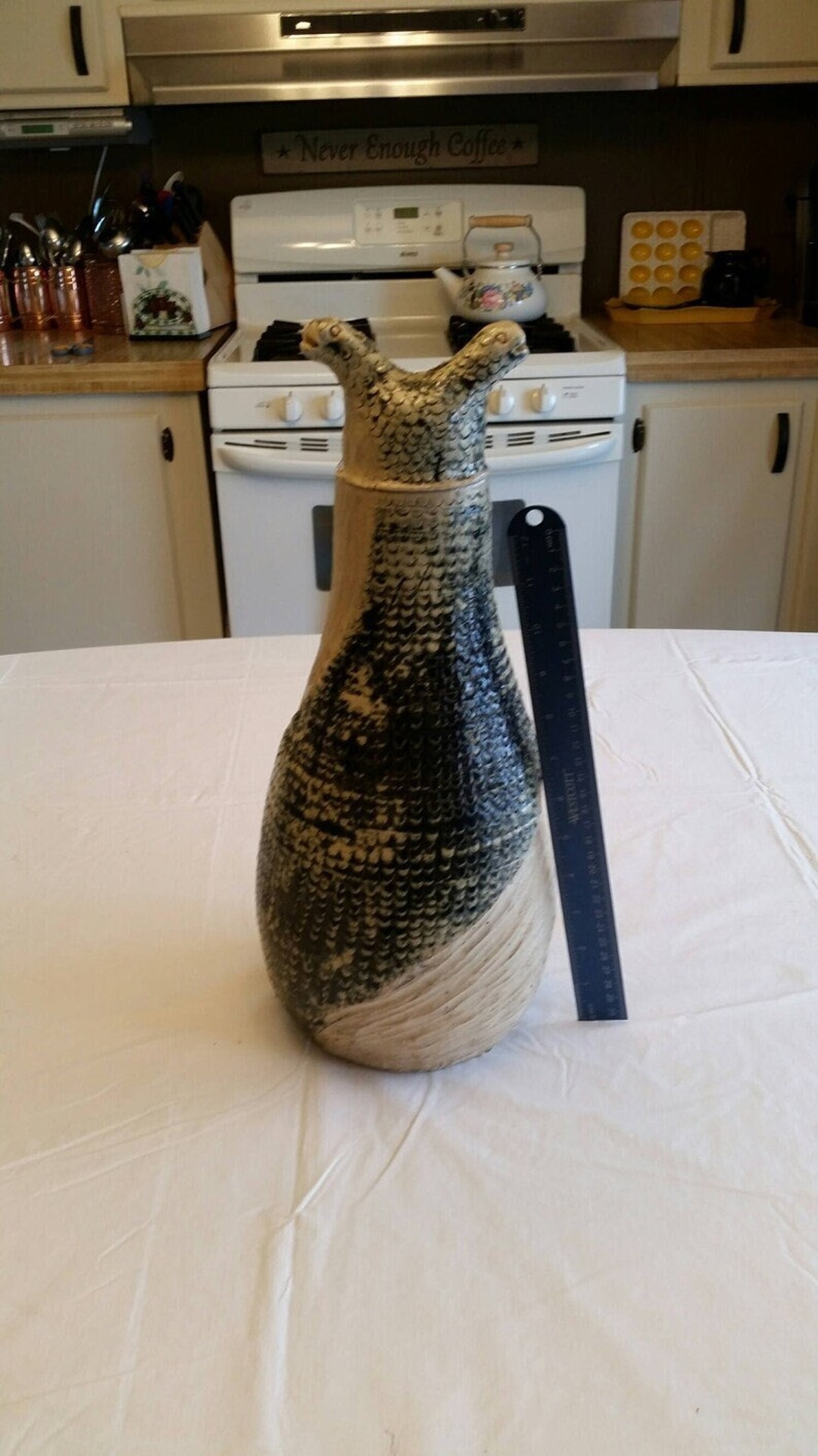 Vintage Clay Glazed Pottery 16 Double Headed Snake Serpent Decanter ...