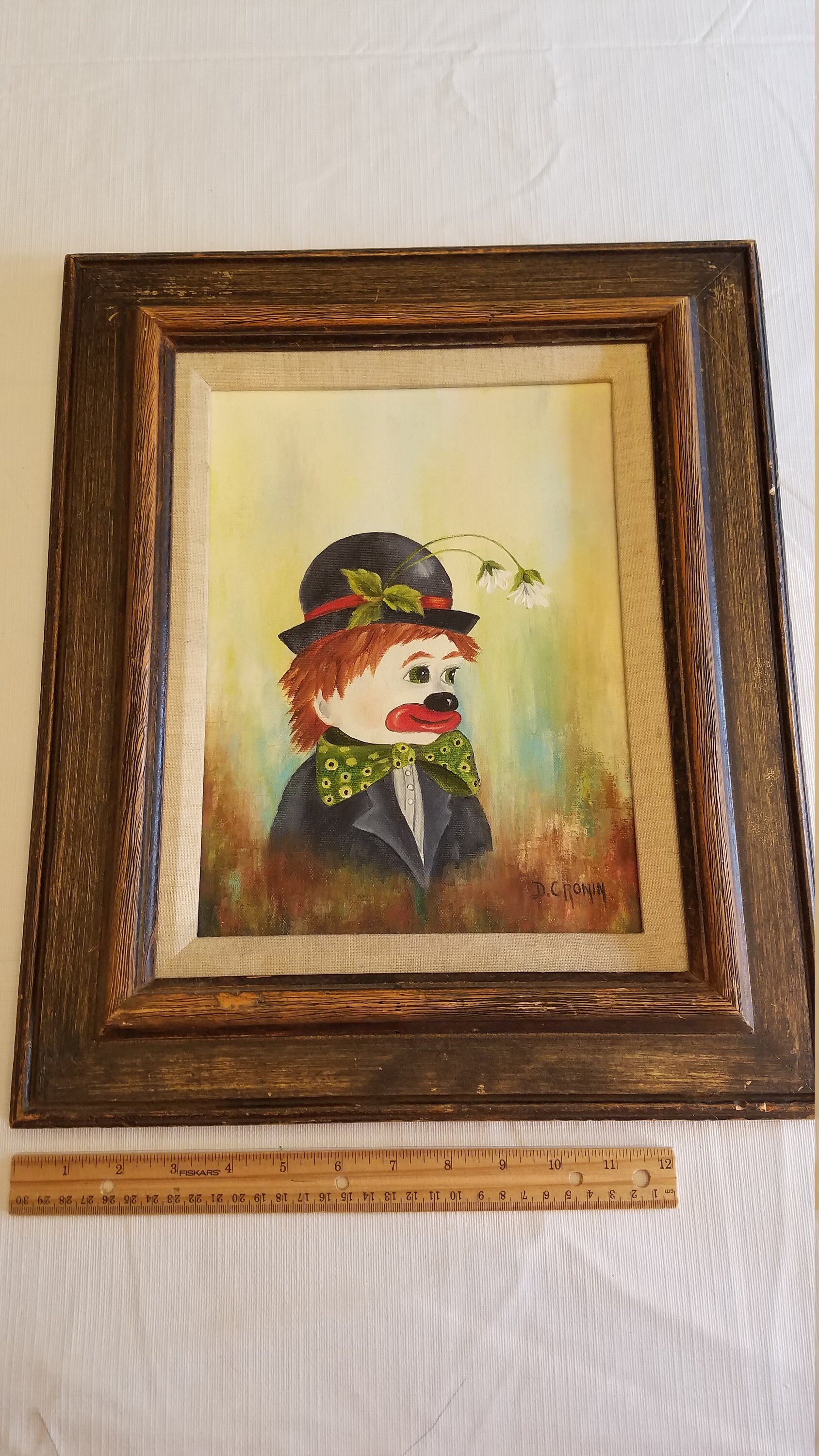 Antique Framed Clown Art Oil Painting on Canvas Signed D - Etsy