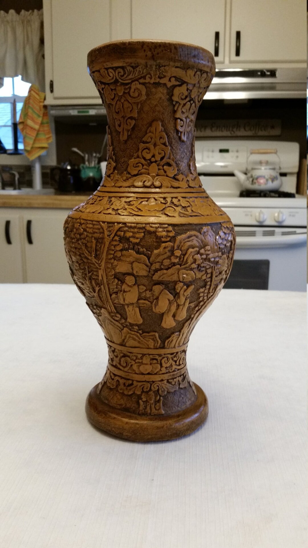 Vintage 13.5 Oriental Chalkware Plaster Figural Vase 1950 1960's ...