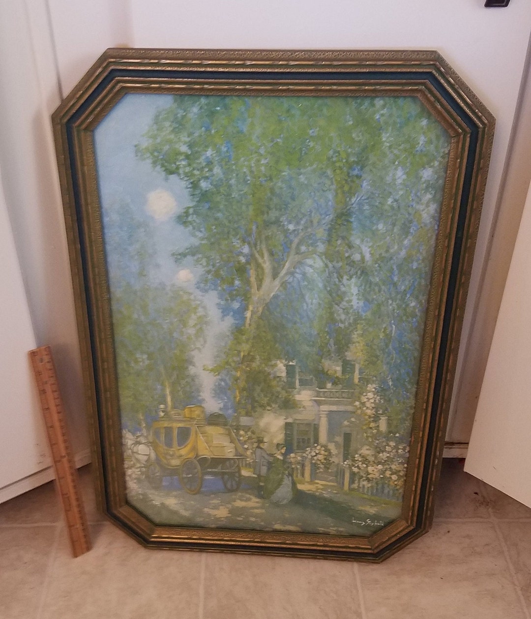 Antique Framed Litho Print 24"x16" Signed Louis Seybold - Victorian ...