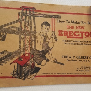 Antique Toy Erector Construction Set W/ Square Girder 1938 A C GILBERT ...