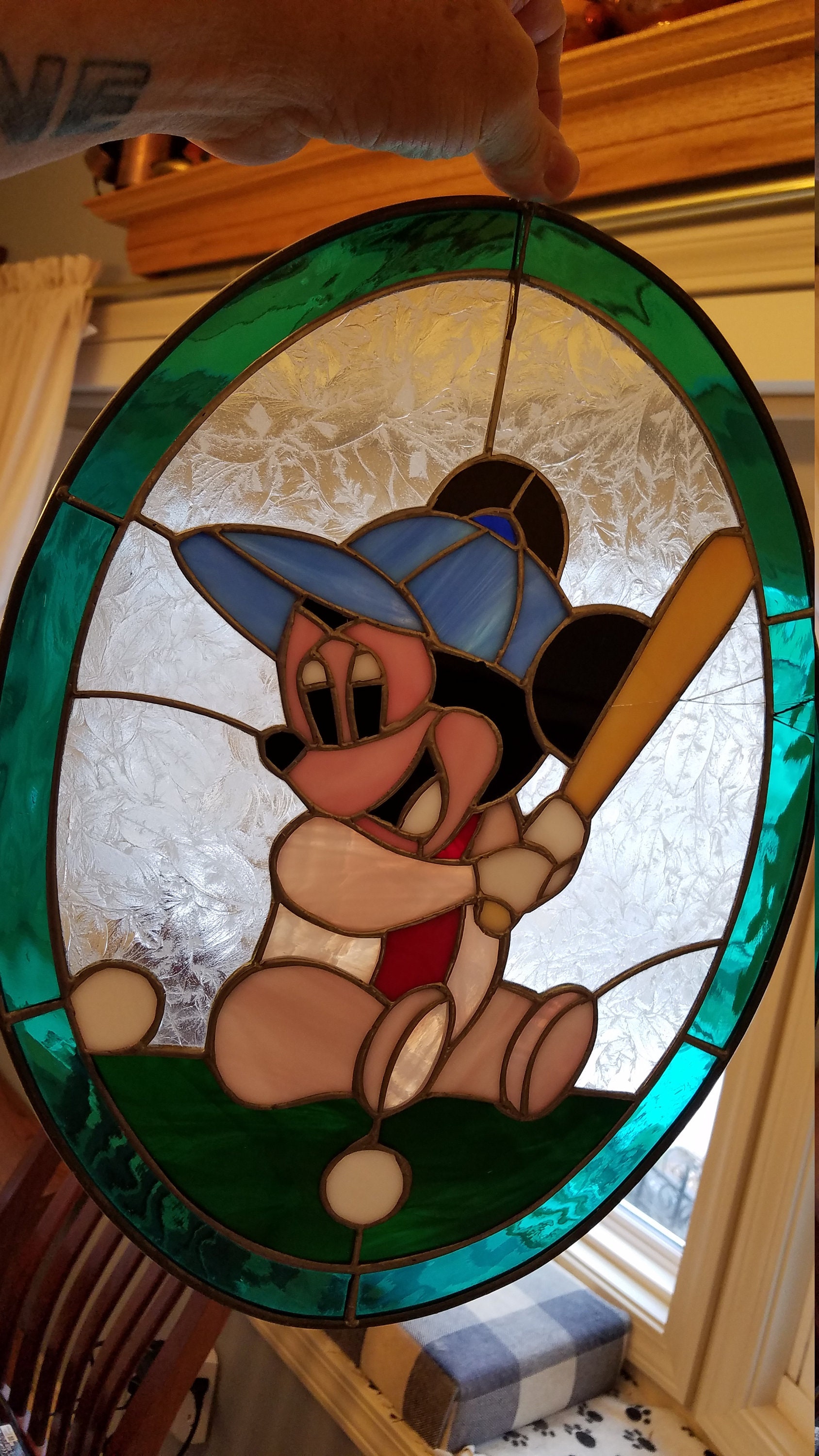 Rare 15 Mickey Mouse Oval Stained Glass Suncatcher - Etsy