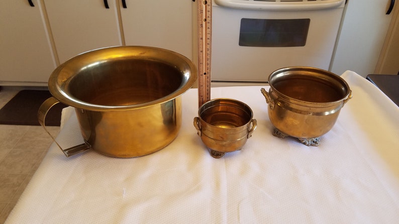 Vintage Brass Floral Planters Railroad Chamber Pot 1960s - Etsy