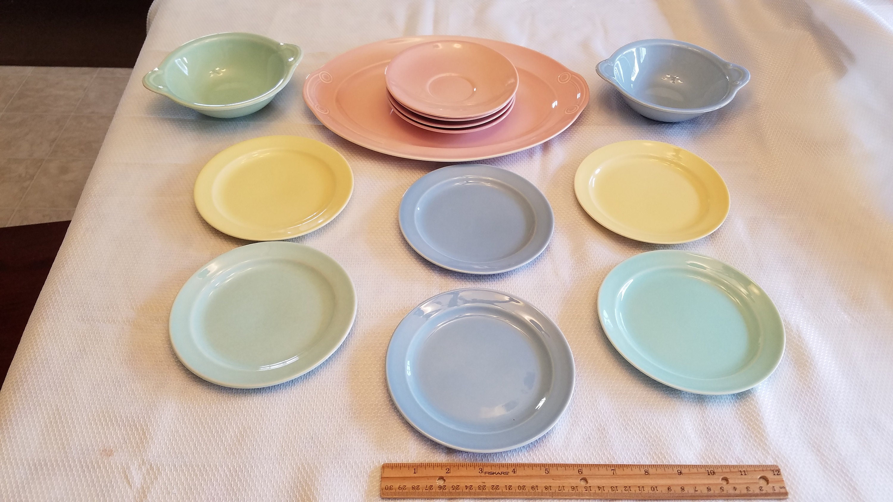 Antique 1940s Lu-ray Pastels Ceramic Dinnerware Set Vintage - Etsy