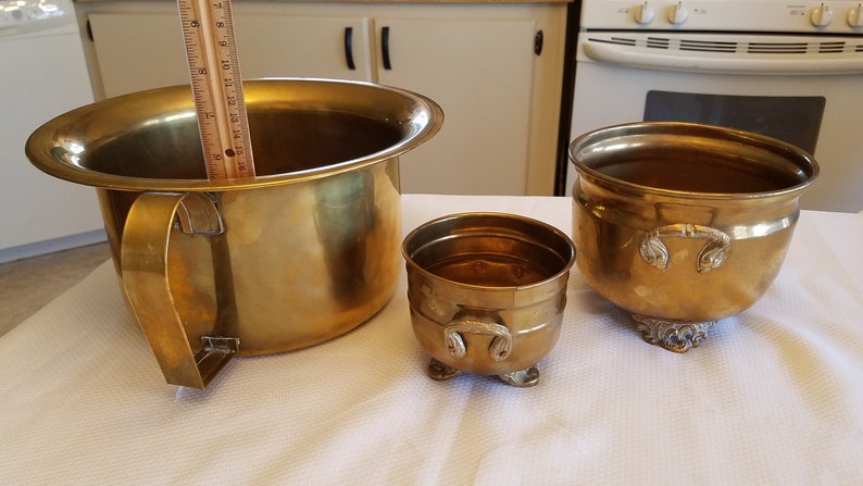 Vintage Brass Floral Planters Railroad Chamber Pot 1960s - Etsy